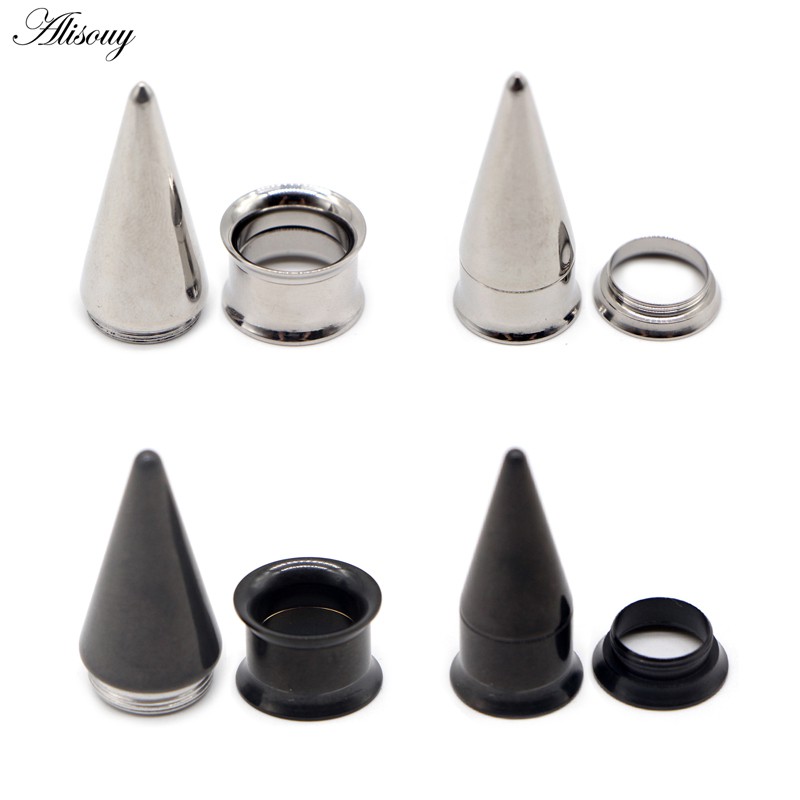 Alisouy 2PCS Stainless Steel Ear Plug Taper Tunnel Gauges Set, 2 in 1 ...
