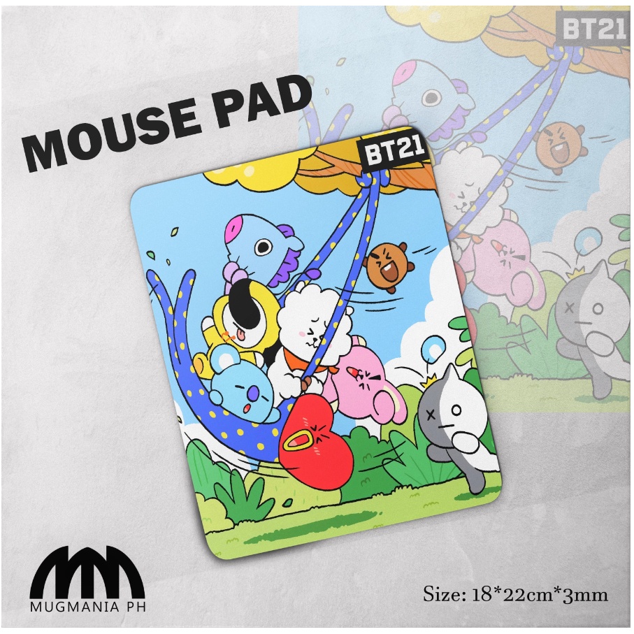 BTS x BT21 Mouse Pad - Mugmania - BTS x BT21 Character - BT21 Mouse Pad V11 - 18*22cm*3mm ...