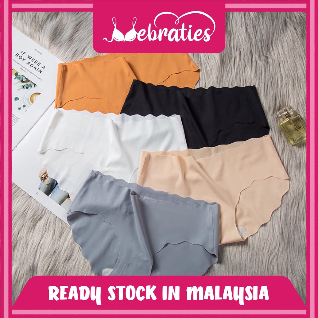 【Mebraties】Ice Silk Seamless Candy Silk Plain Fashion Girls Underwear ...