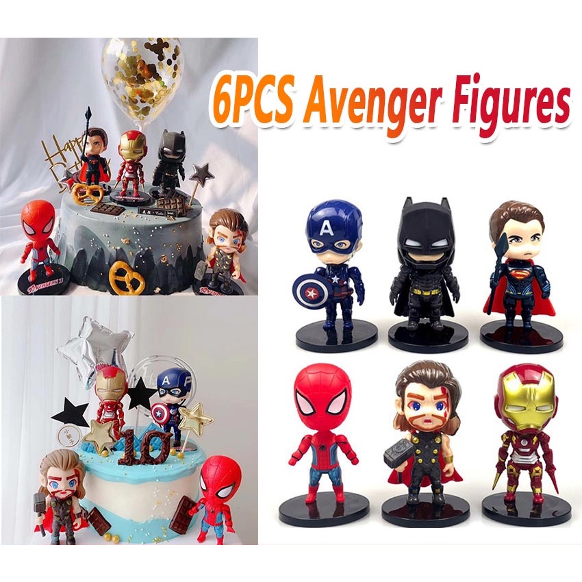 6pcs/set Iron Man Spiderman Captain America Marvel Avengers Superhero ...
