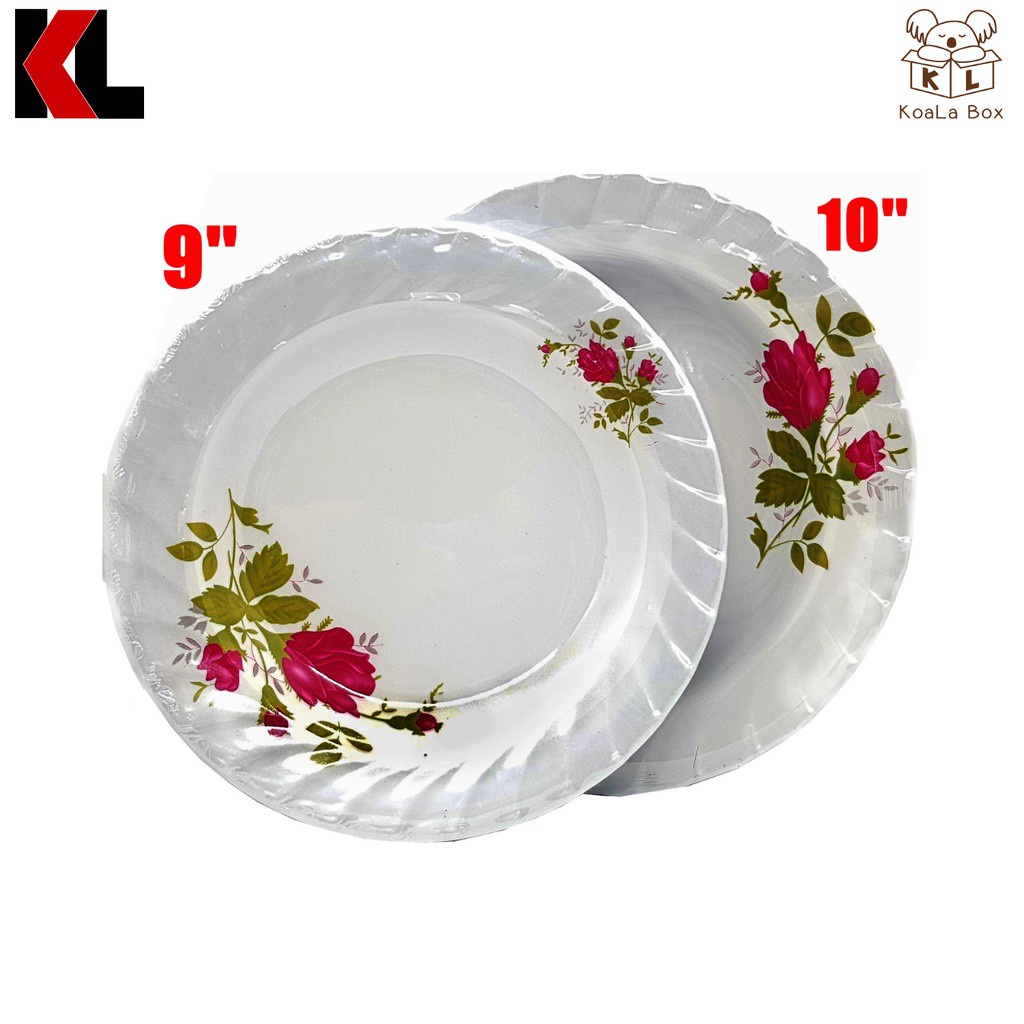 [6 pcs/set] Melamine Round Plates / Pinggan Melamin Bulat 9 Inch / 10 ...