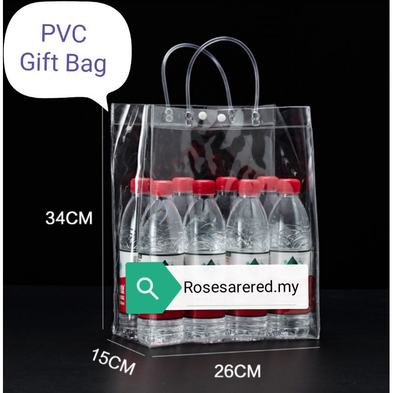 PVC Gift Bag with handle transparent floris packaging beg plastic pvc ...