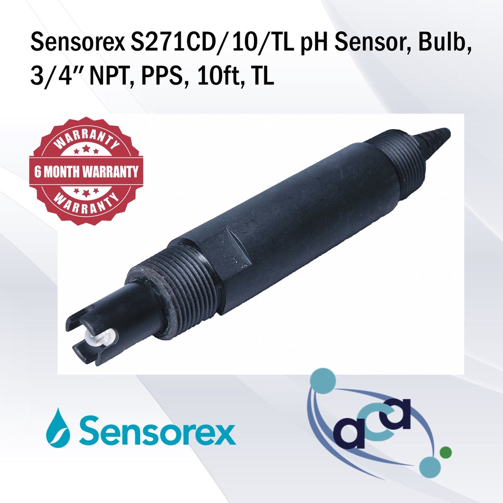 Water Sensor💦 Sensorex S271CD/10/TL pH Sensor, Bulb, 3/4" NPT, PPS ...