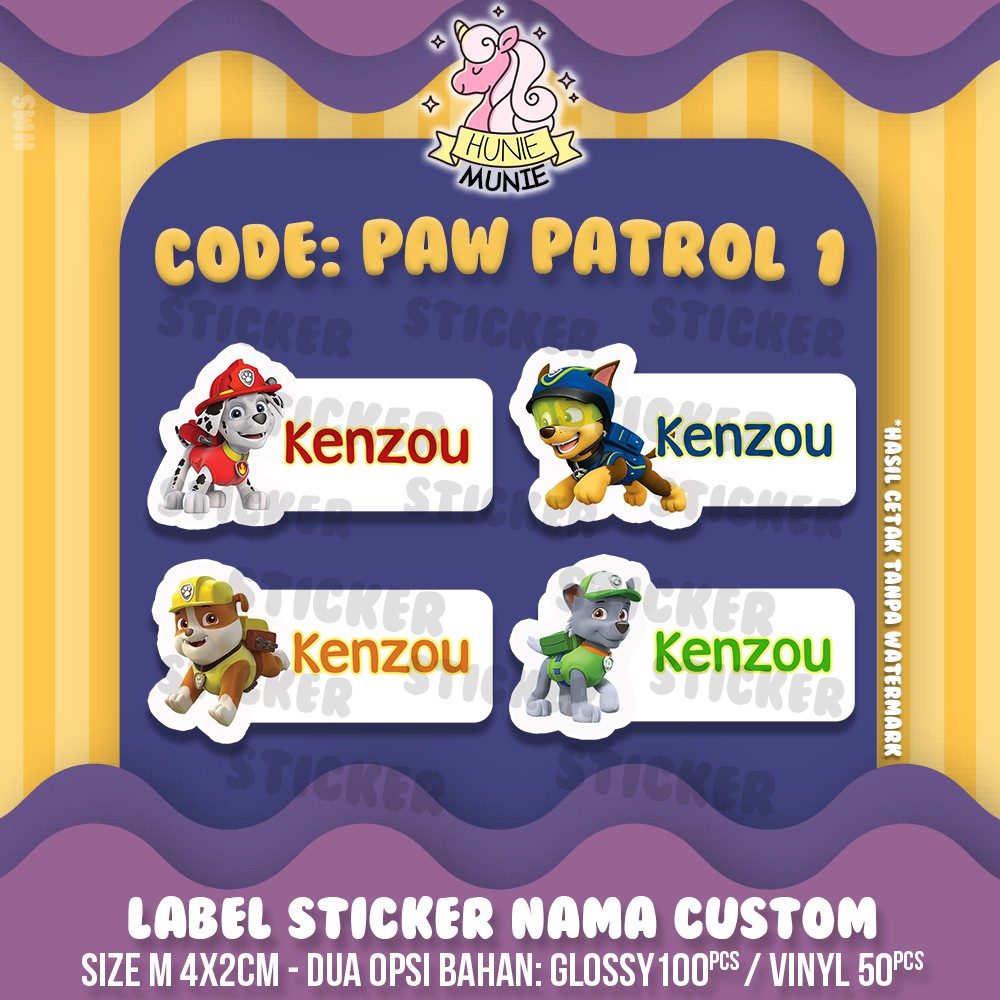 Custom Name Label Stickers - Paw Patrol (100pcs+) Stickers | Shopee ...