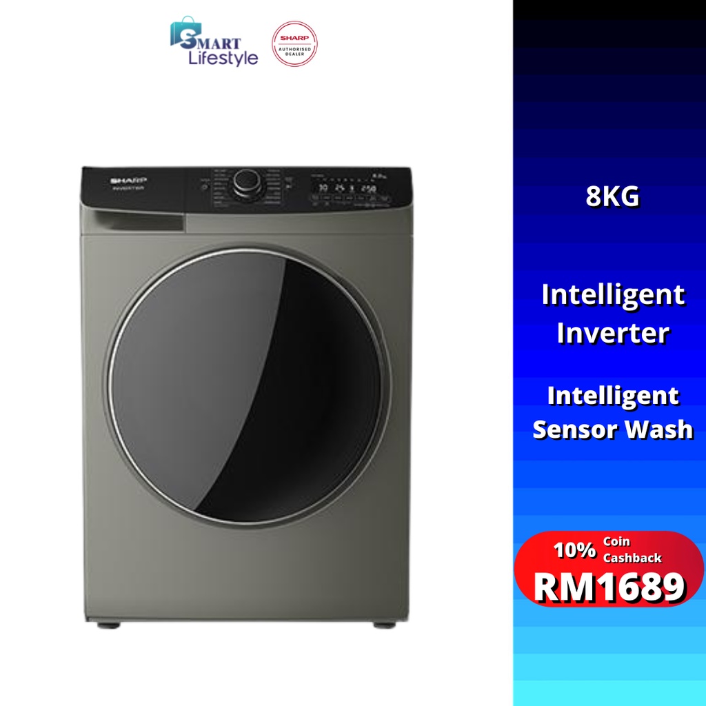 Sharp Intelligent Inverter Front Load Washing Machine (8kg) ESFV8058 ...