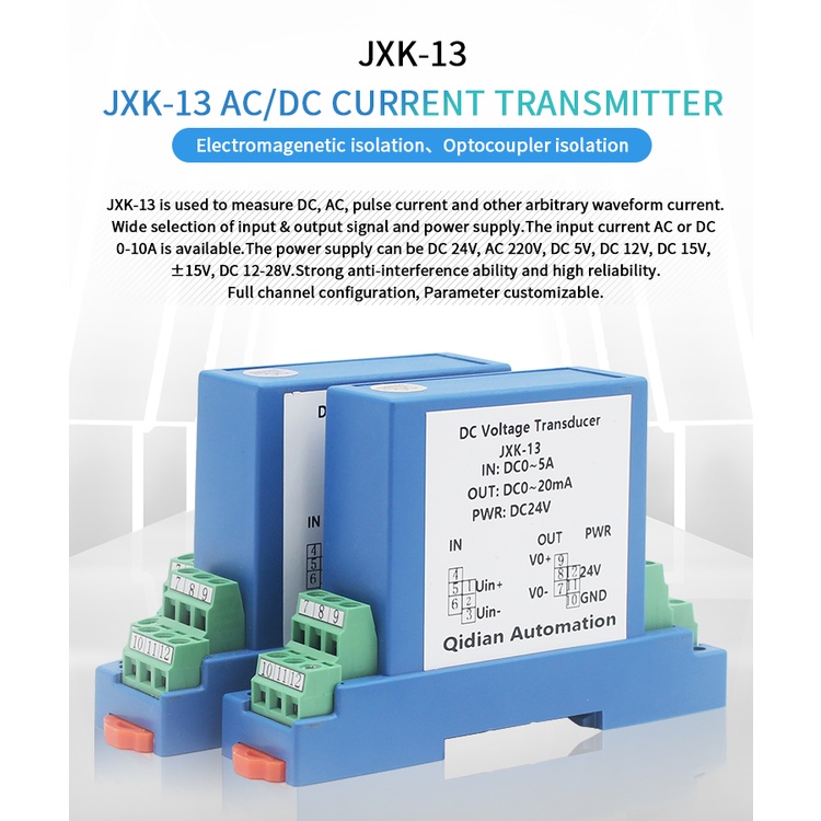 Hall effect Current Sensor AC/DC 10A Input 0-10V 4-20mA Analog signal ...