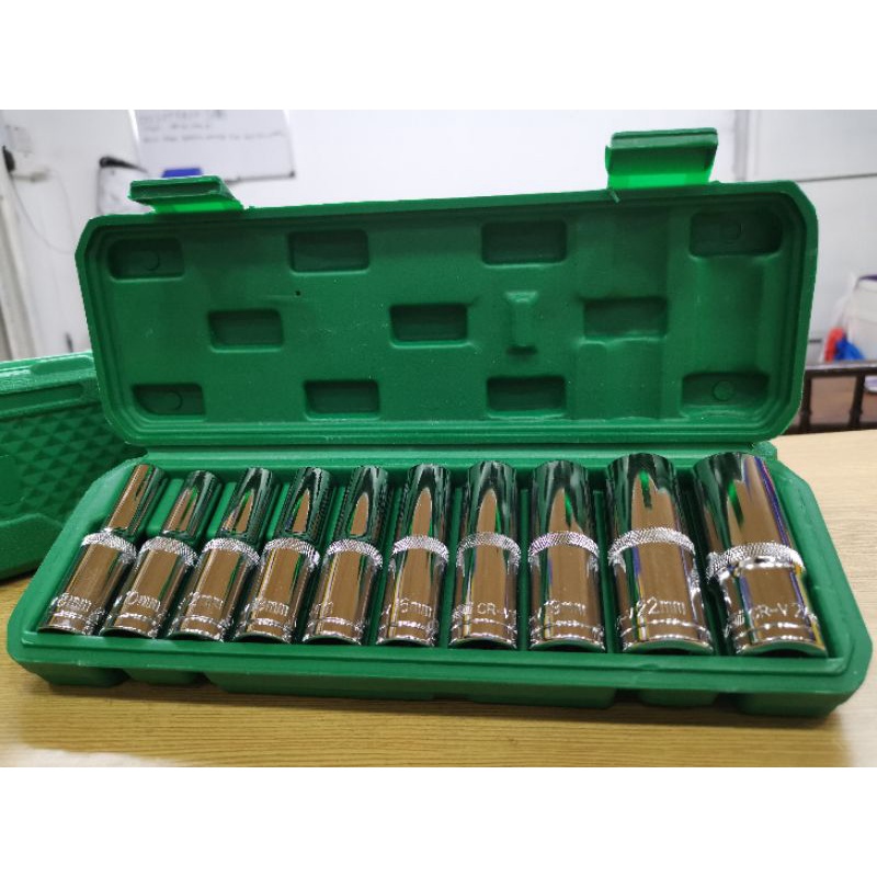 10 Pcs 1/2 ” 8-24 mm 12 Point CR-V Socket Set 6 point CR-V Socket Set | Shopee Malaysia