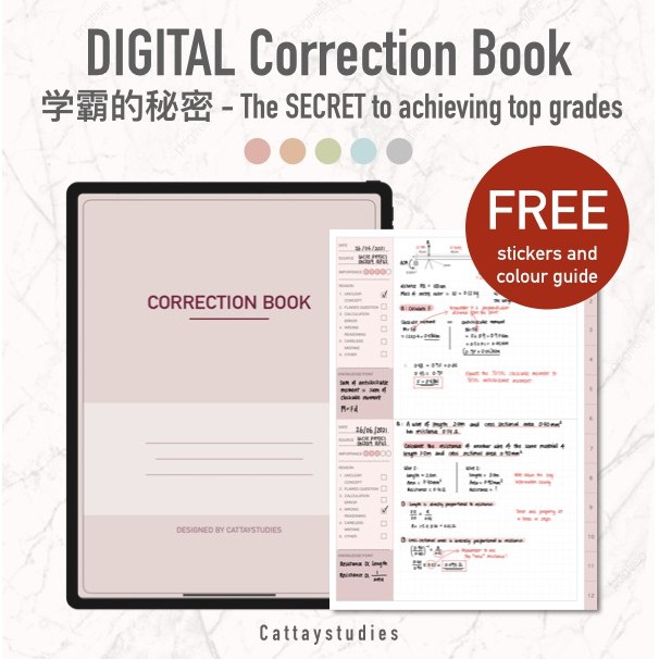 [DIGITAL NOTEPAD] Digital Correction Book Template - 学霸的秘密 - secret to ...