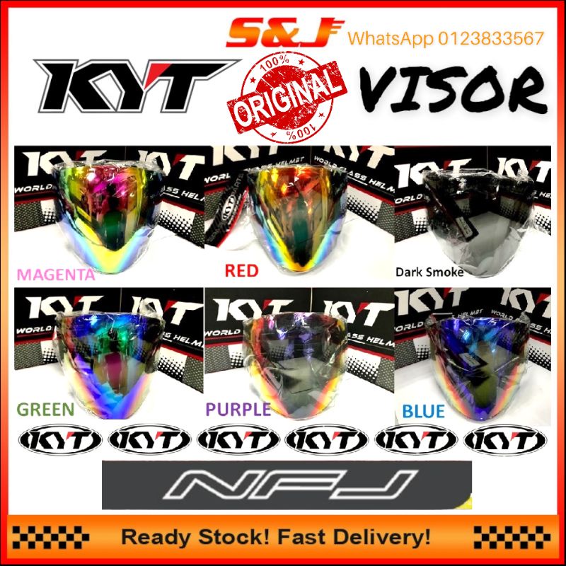 KYT NFJ VISOR HELMET VISOR 100% ORIGINAL KYT PRODUCT SIANG MALAM SMOKE ...
