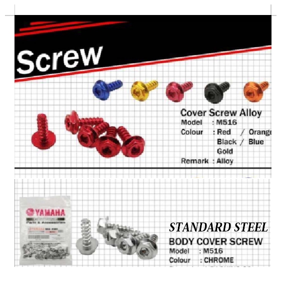 BODY COVER SET ALLOY SCREW SKRU ALL YAMAHA Y15ZR LC135 SRL110 SRL115 ...