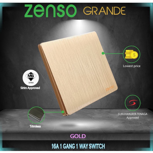 SIRIM!! ZENSO Grande Switches & Sockets - Gold Color 1/2/3/4gang ...