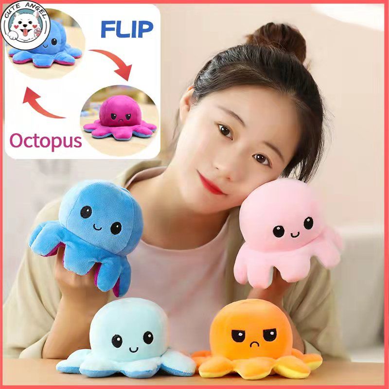 Soft Reversible Flip Cat Stuffed Plush Doll Simulation Reversible Plush ...