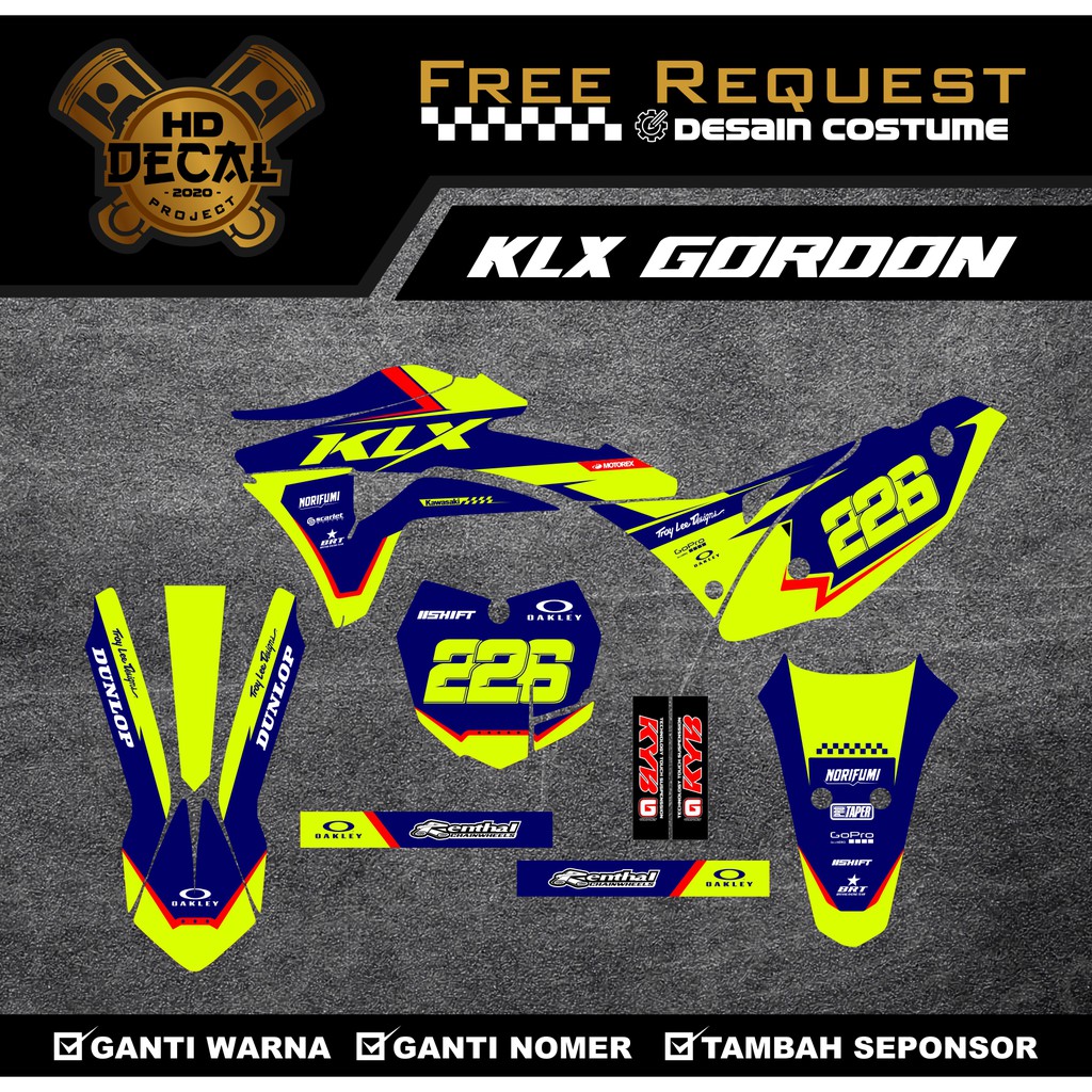 STABILO HIJAU Decal KLX Gordon Supermoto Dekal KLX BF KLX BF 150 Blue ...