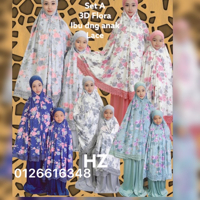 Telekung bunga set ibu dan anak 💯 hot item | Shopee Malaysia