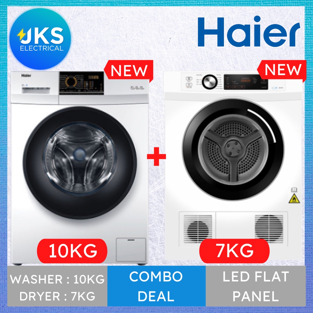 HAIER 10KG Inverter Front Load Washer HWM100-FD10829 + HAIER 7KG Vented ...