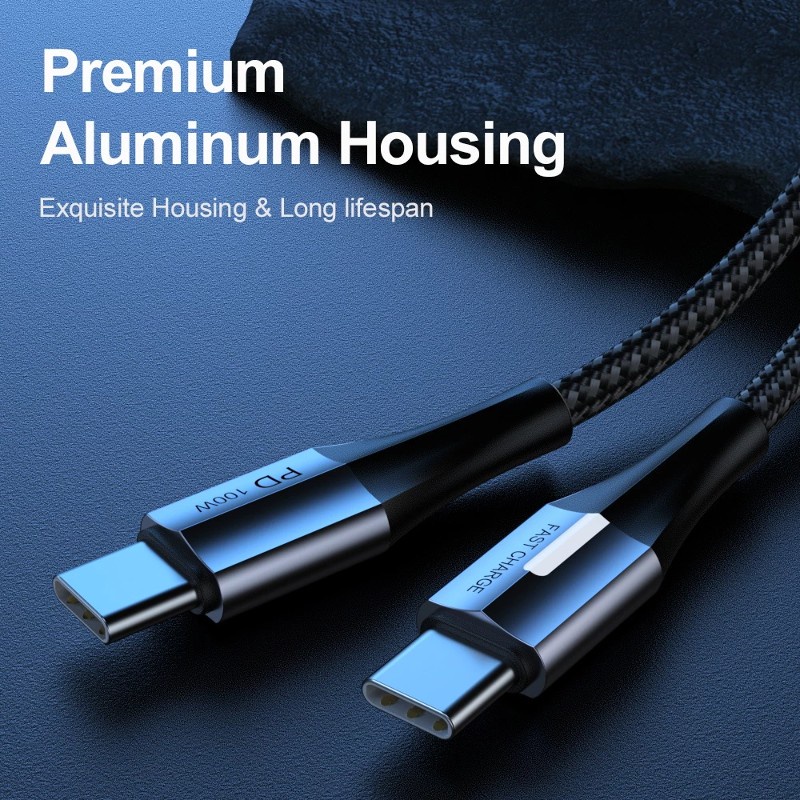 100W USB Type C Turbo Charge Cable PD QC 3.0 With LED 5A 480Mbps Data ...