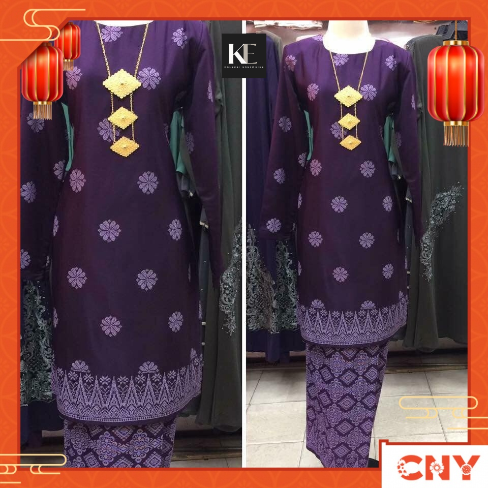 Baju Kurung Moden Songket Dark Purple Plus Size Bunga Tabur Saiz Besar ...