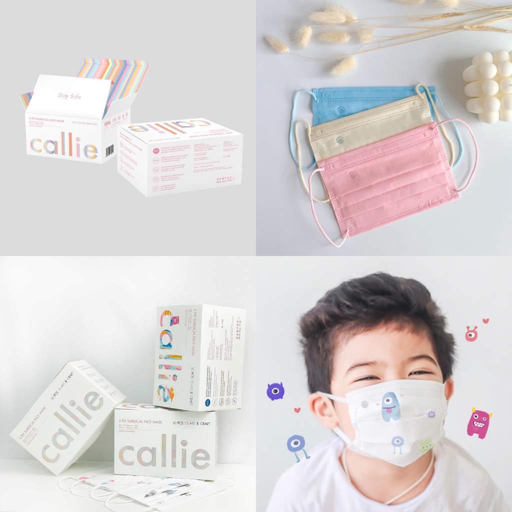 Callie 4-Ply XS/Kids Surgical Face Mask 50 pcs/box | Shopee Malaysia