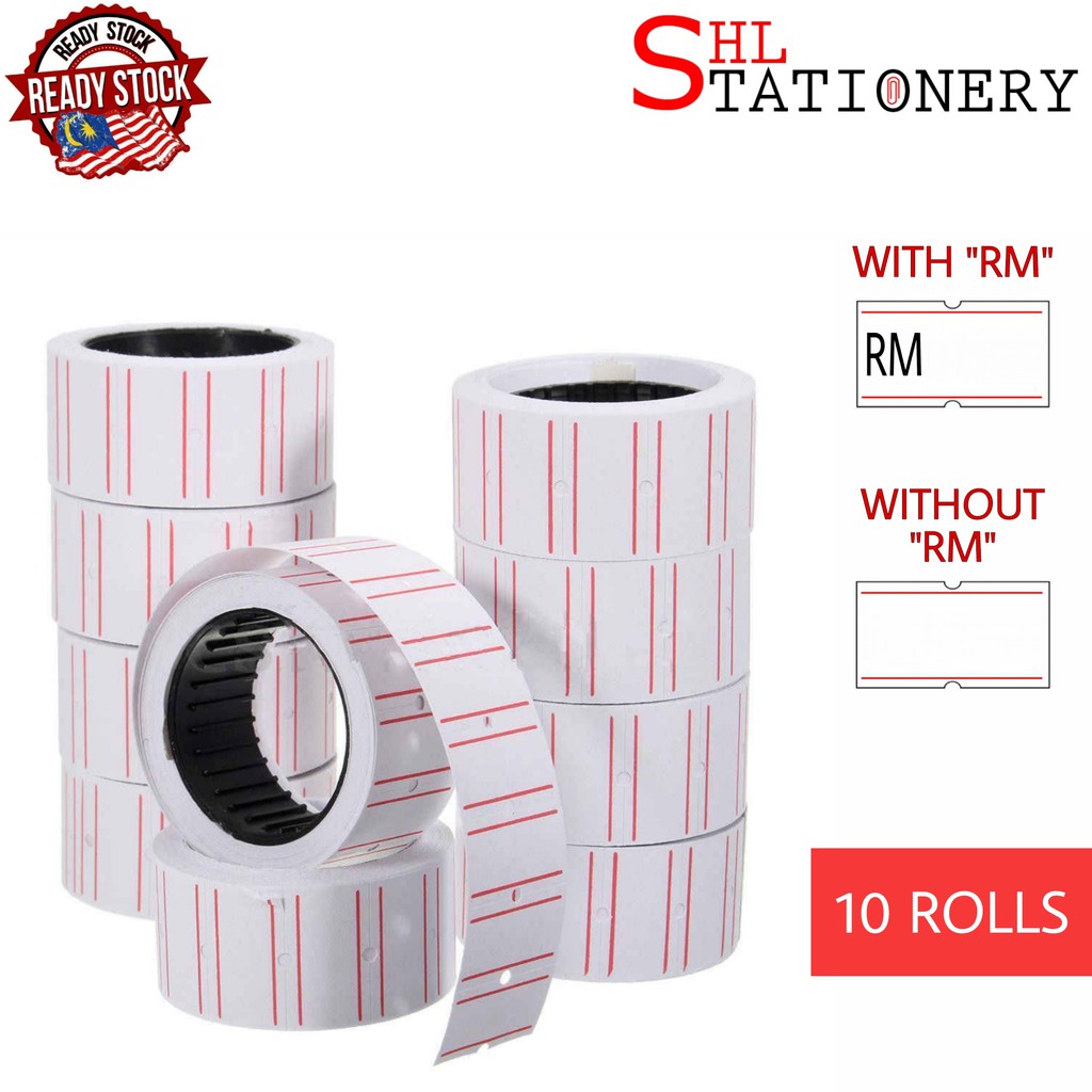 White Colour Price Label Sticker 10 Rolls RM Price Stickers 900pcs Red ...