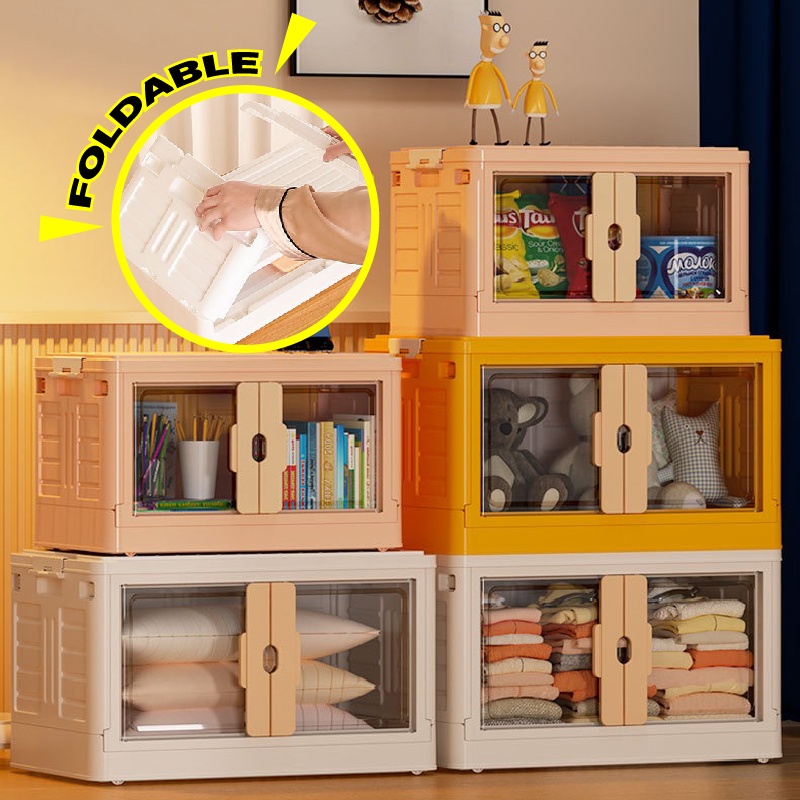 QB SO025 Big Foldable Storage Box Front Open 2 Doors Stackable Box Free ...