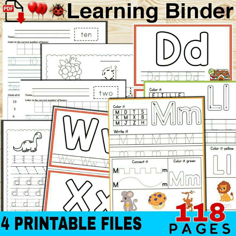 COMBO Printable Alphabet ABC & Number Practice trace,count,colour ...