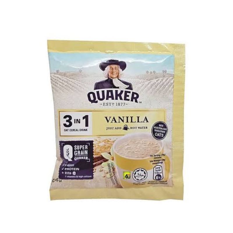Quaker Oat Cereal 3 in 1 Vanilla Flavor Sachet 28 grams | Shopee Malaysia