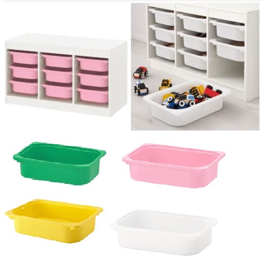 TROFAST Storage box, 42 X 30 X 10 CM , green / yellow / White , PINK ...