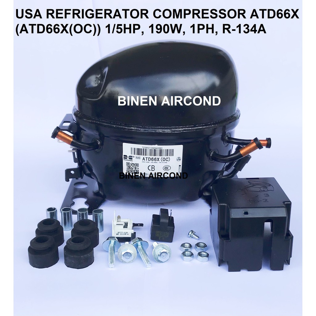 REFRIGERATOR COMPRESSOR USA ATD66X (ATD66X(OC)) 1/5HP 190W R-13A ...