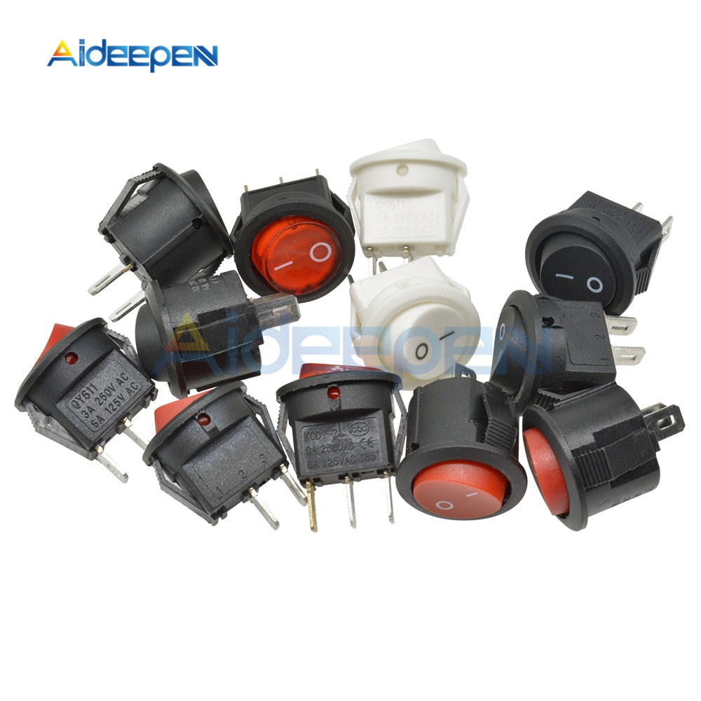 KCD1 15MM Small Round 2 Pin 3 Pin 2 Files 3A/250V 6A/125V AC Rocker ...