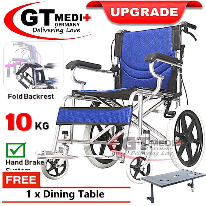 WD-10 GT MEDIT GERMANY Ultra Lightweight Wheelchair Foldable Travel Transport Wheel Chair ...