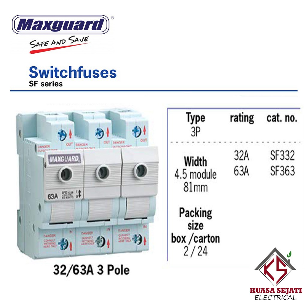 Maxguard 32A, 63A, 1Pole ~ 3Pole Switch Fuse | Shopee Malaysia