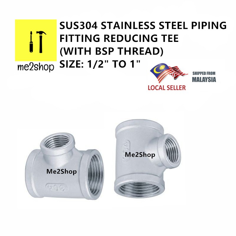 SUS304 STAINLESS STEEL PIPING FITTINGS / PIPE FITTING REDUCING TEE WITH ...
