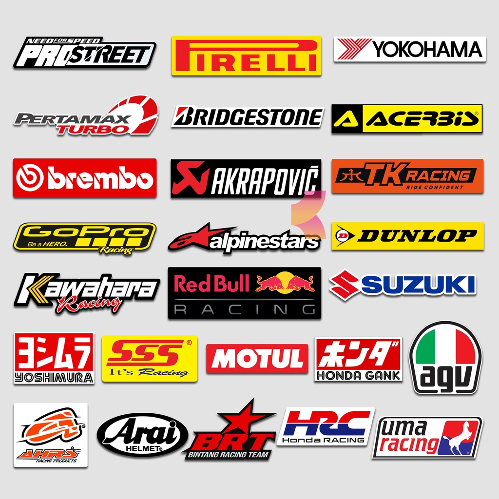 25pcs Sponsor Racing Motorcycle Vinyl Glossy Sticker Race Helmet ...