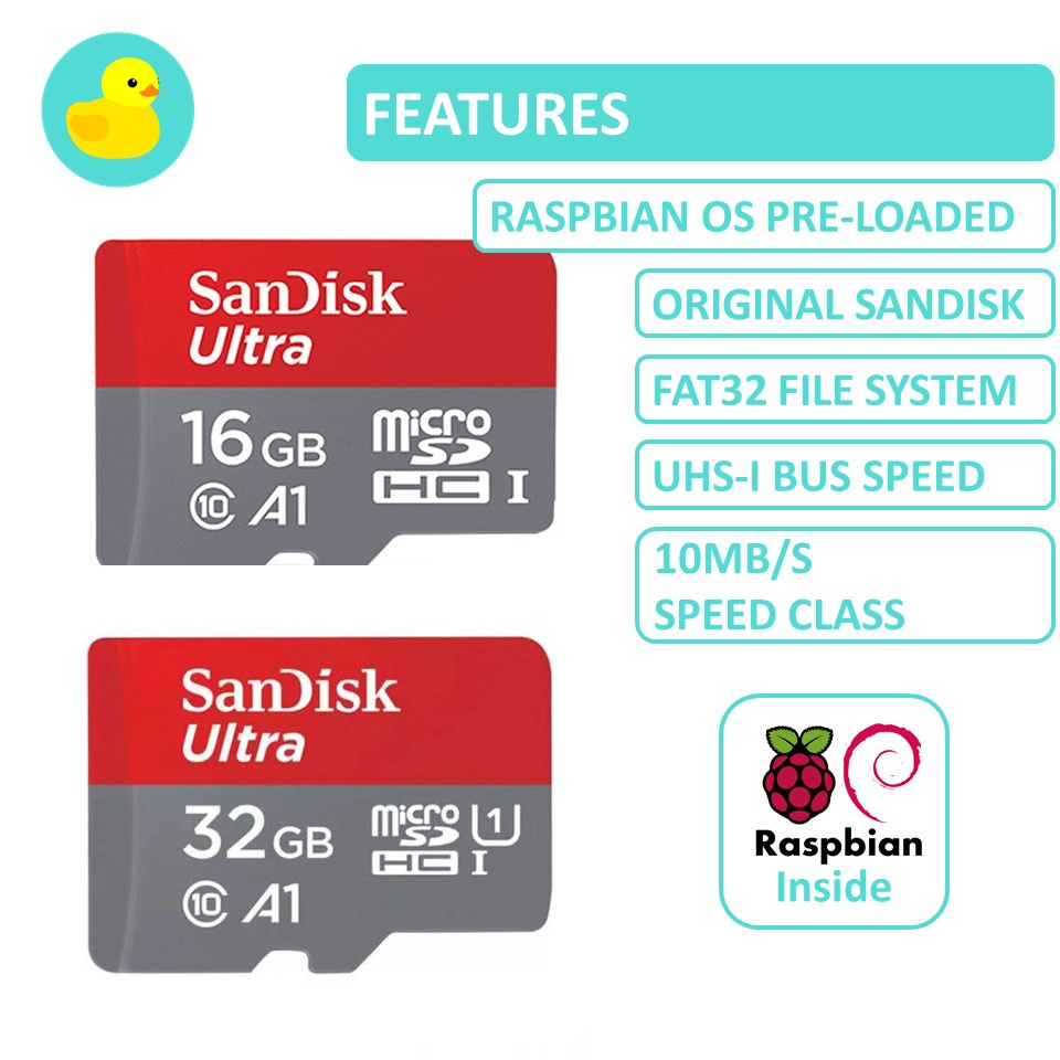 16GB / 32GB SanDisk Micro SD Card Pre-loaded With Raspbian For ...