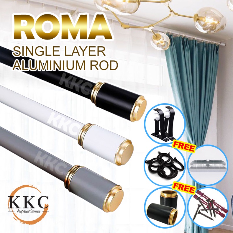 KKC ROMA SINGLE Aluminium Curtain Rod/Kayu Langsir /Rod Langsir ...