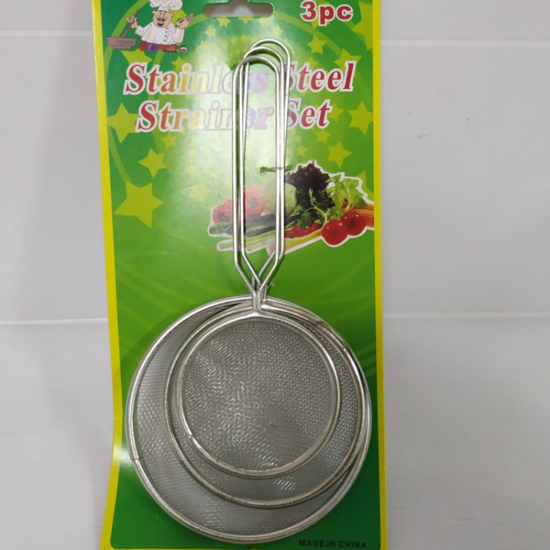 3pcs 12cm 10cm 8cm Stainless Steel Strainer set filter tea oil filter ...