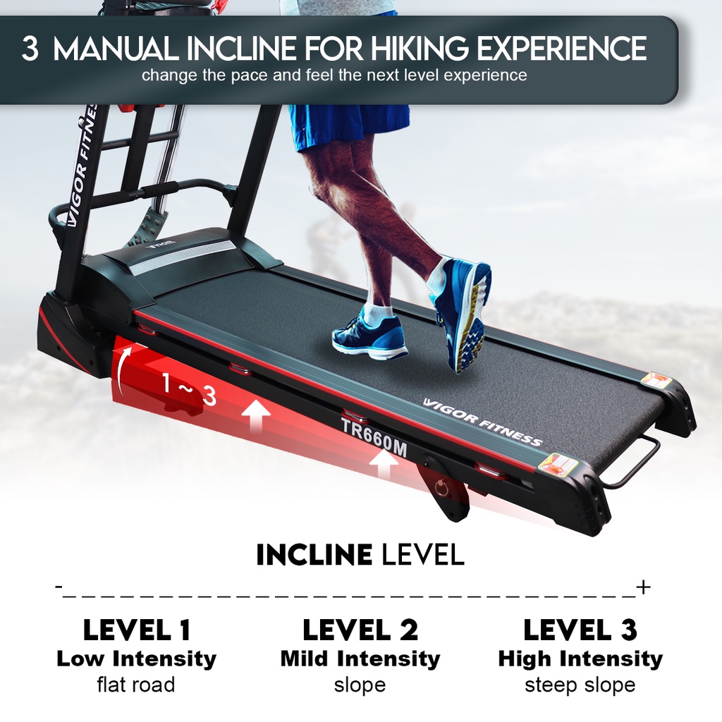 Vigor Fitness Treadmill 4.0hp Multifunction Jogging Running Machine ...