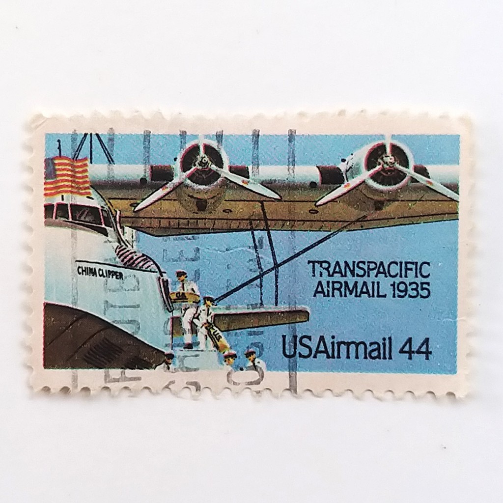 STAMP USA TRANSPACIFIC AIRMAIL 1935 AMPHIBIAN PLANE USPS 1985 POSTAGE ...