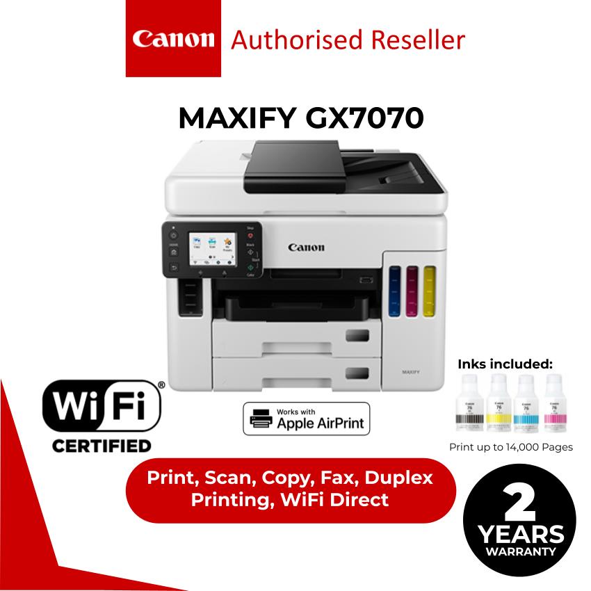 Canon Printer MAXIFY GX7070 - Print, Scan, Copy, Fax - Wireless, Wired ...