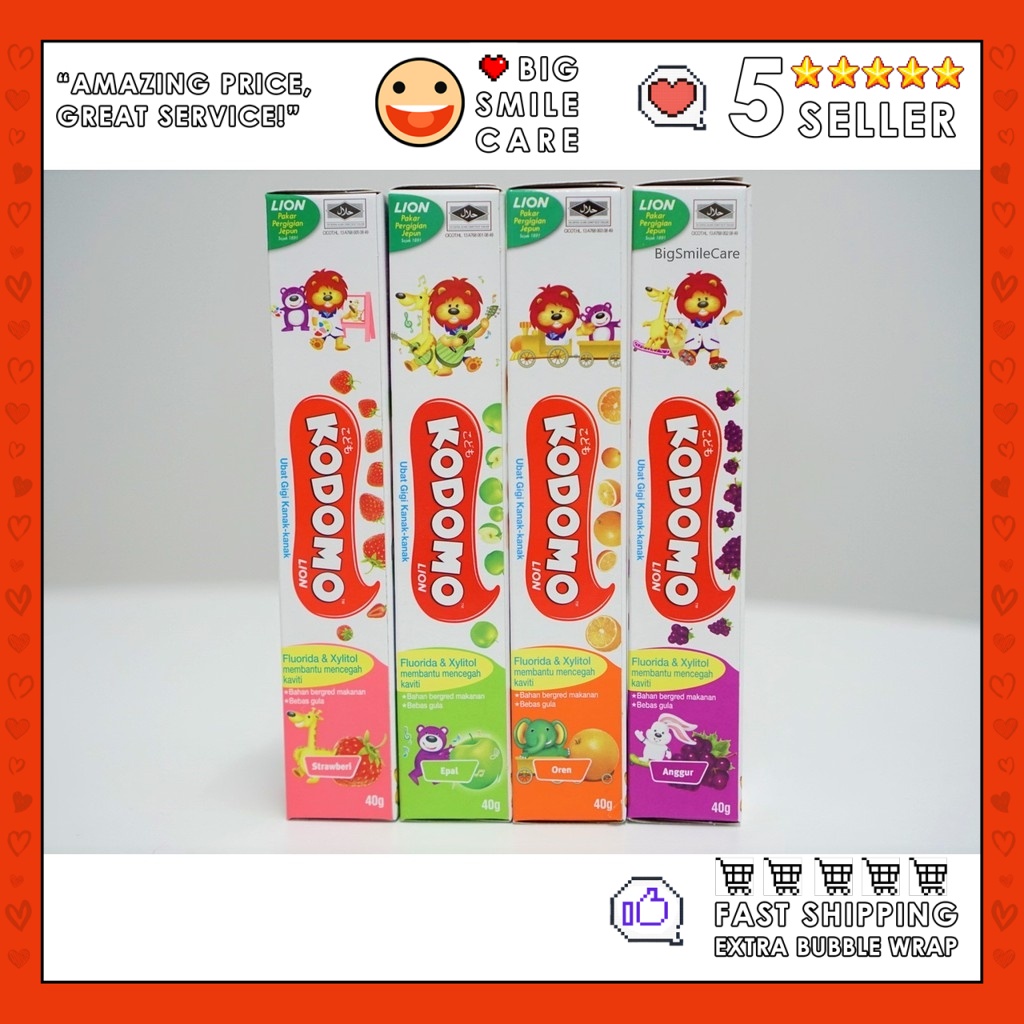 Kodomo Lion Children's Toothpaste Strawberry Orange Grape 80g | Shopee Malaysia