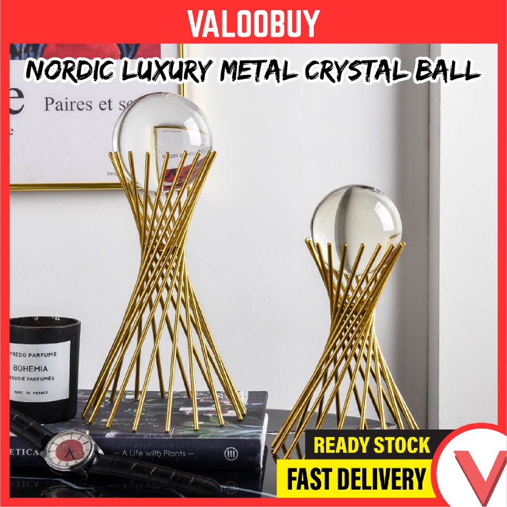 Nordic Luxury Metal Crystal Ball Modern Bola Kristal Style Home ...