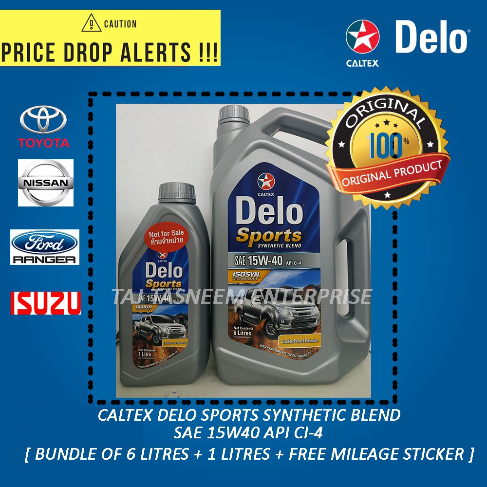 FREE SHIPPING Delo® Sports Synthetic Blend SAE 15W-40 ( 6+1L) | Shopee ...