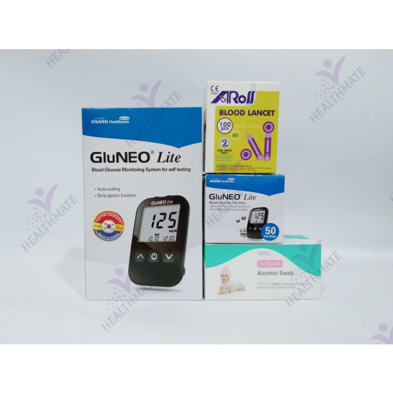 [PROMO] GluNEO Lite Blood Glucose Monitoring System COMPLETE SET 4 in 1 ...