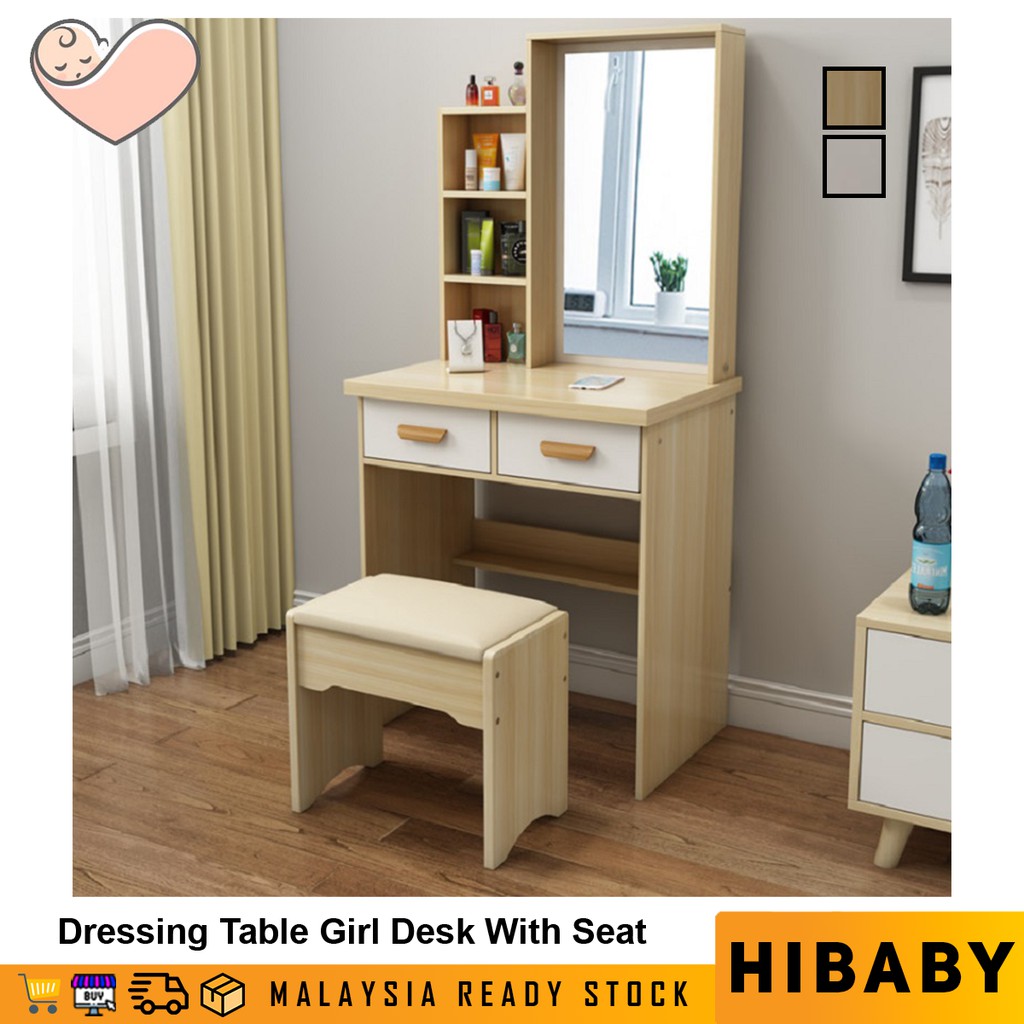 HIBABY Multifunctional Dressing Table Girl Desk Makeup Vanity Storage ...