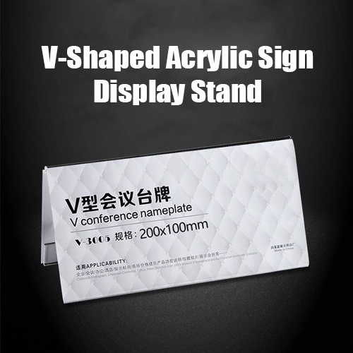 [Ready Stock] V-Type Acrylic Clear Triangle Double-Sided Sign Display ...