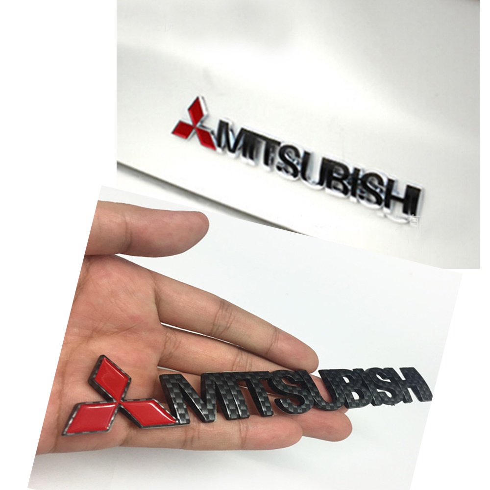Carbon fiber car Sticker Mitsubishi Stick-On Emblem Decal Badge Sticker ...