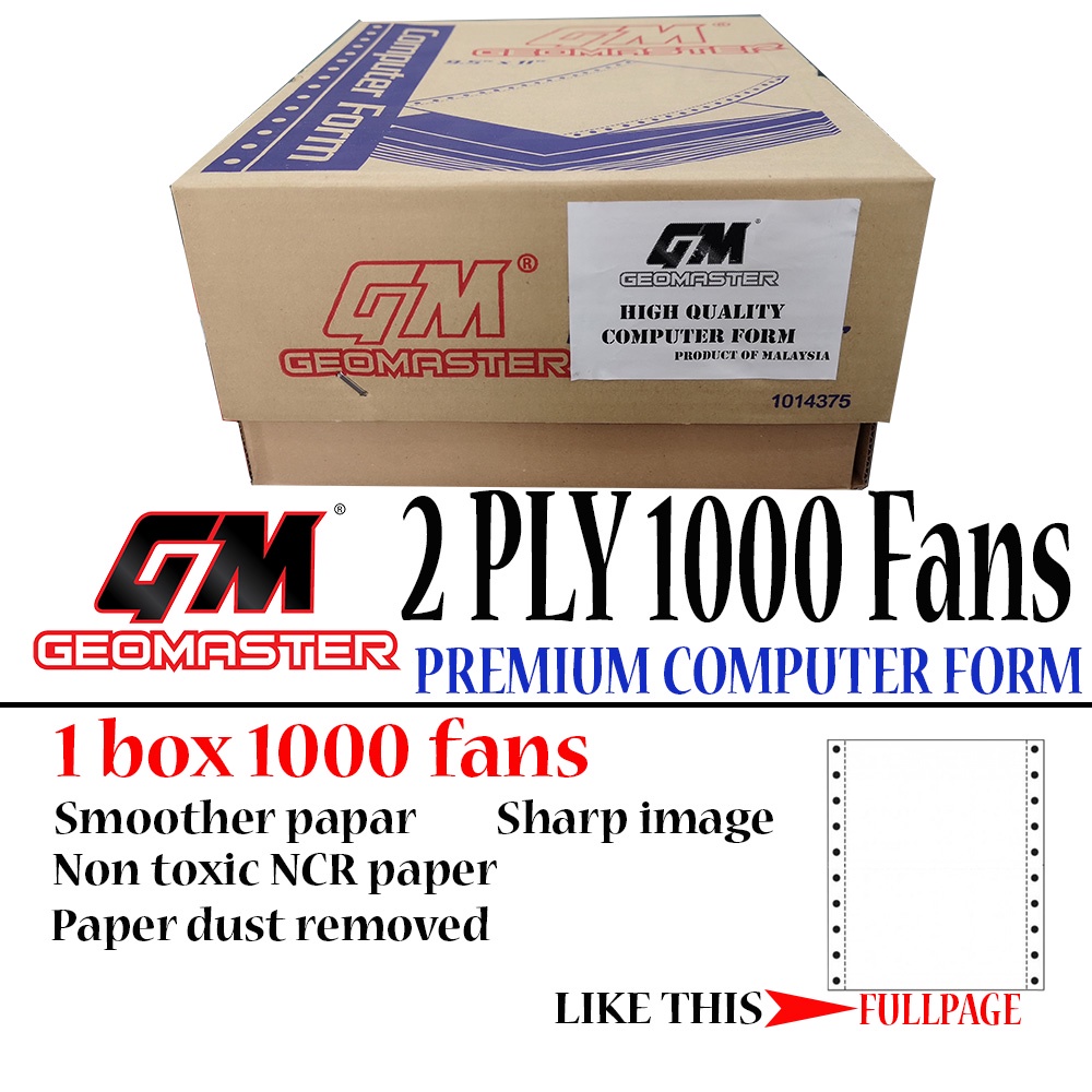 2 PLY Computer Form (1000 FANS ) 2Ply Computer Form Large Box More ...