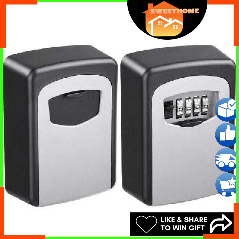 4 Digits Combination Key Lock Box Airbnb Wall Mount Safe Security ...