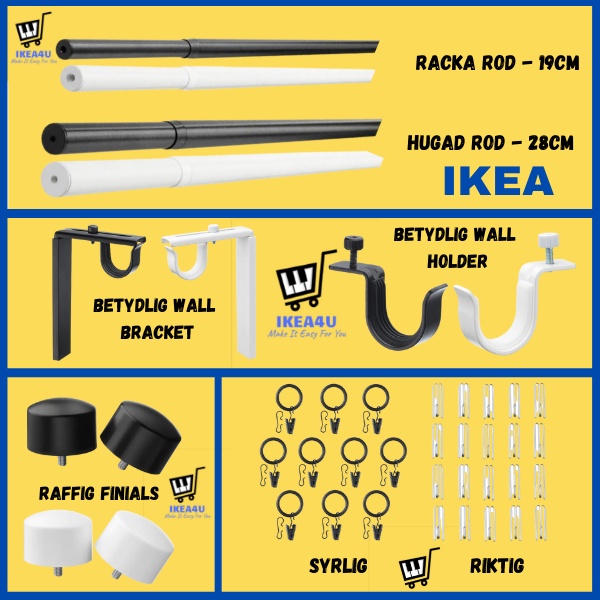 IKEA RACKA HUGAD BETYDLIG SYRLIG RIKTIG RAFFIG CURTAIN ROD WALL BRACKET ...