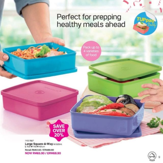 Tupperware Large Square Away 620ml | Shopee Malaysia
